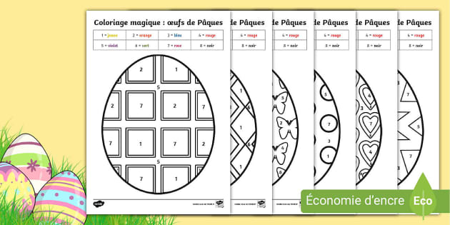 Coloriage magique avec œufs de Pâques