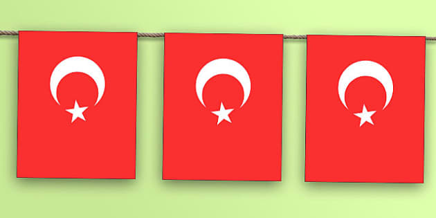 Türkiye Flag Bunting - Turkish flag (teacher made) - Twinkl