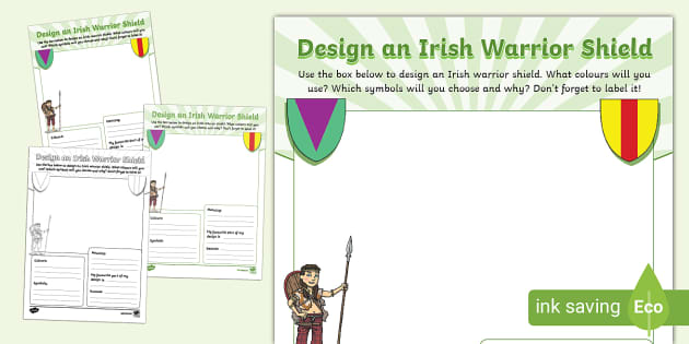 Design Your Own Irish Warrior Shield Template (Teacher-Made)