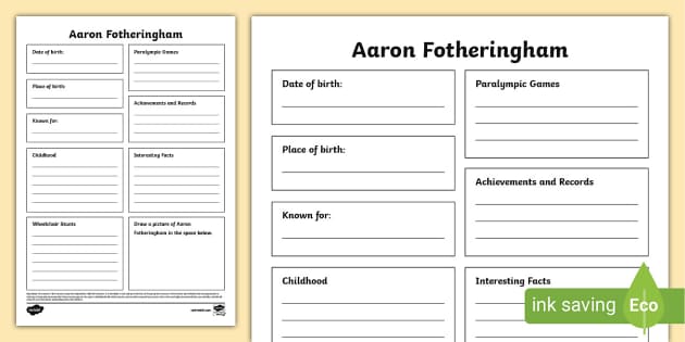 Aaron Fotheringham Fact File Template (teacher made)