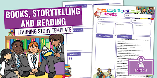 Books, Storytelling and Reading Learning Story Template (Editable)
