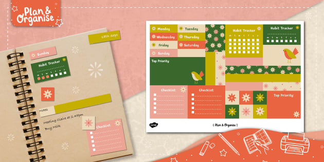 FREE! - Spring Themed Cut 'n' Stick for Bullet Journaling