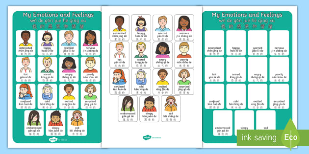 My Emotions And Feeling Vocabulary Matching Word Mat English Mandarin