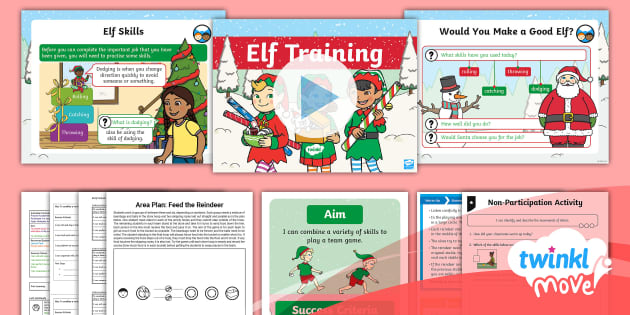 Move PE Year 1-2 Fundamental Skills: Christmas: Elf Training Lesson Pack