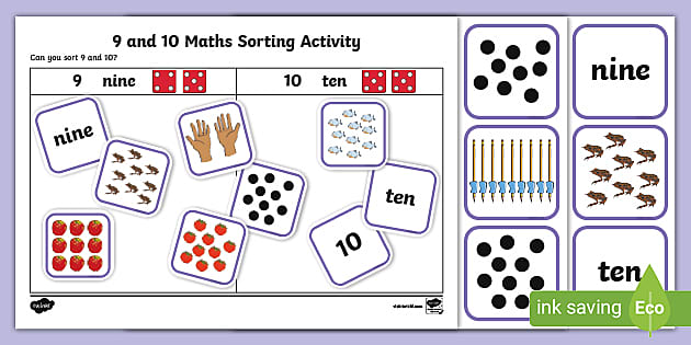 9 And 10 Sorting Maths Activity Hecho Por Educadores