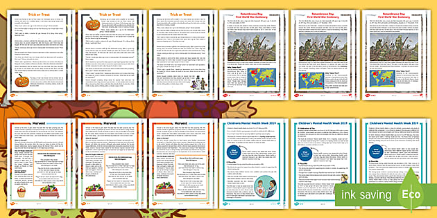 * NEW * LKS2 Autumn Term Differentiated Reading Comprehension Bumper ...