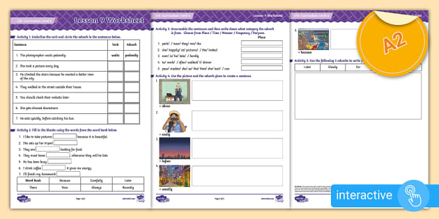 ESL Curriculum Level 6, Lesson 9 Interactive Worksheet
