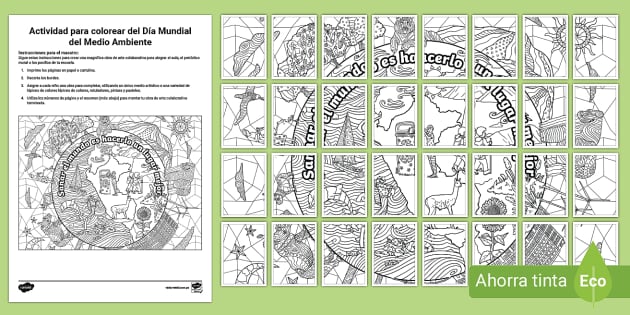 Arte Colaborativo: Día del Medio Ambiente para colorear