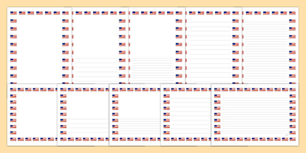 United States Flag Page Borders