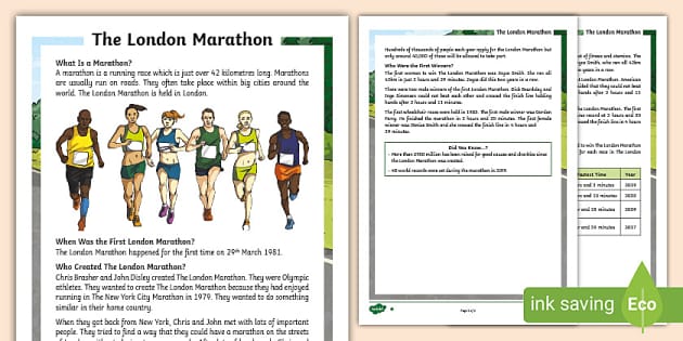 LKS2 London Marathon Differentiated Fact File (teacher made)
