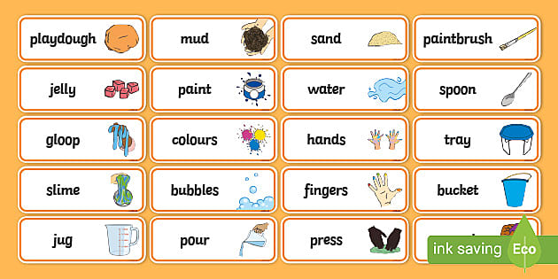 Messy Play Area Word Cards (Teacher-Made) - Twinkl