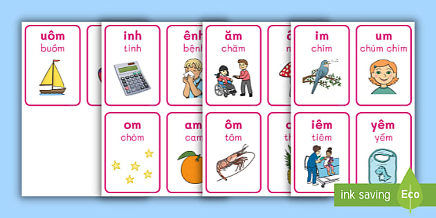 Flashcard 14 Thẻ Dạy Bé Đánh Vần Tiếng Việt (inh)