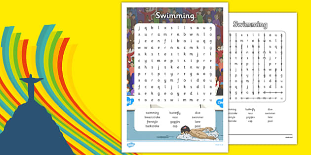 Swimming Word Search (teacher made)