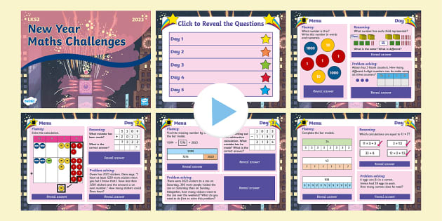 👉 LKS2 New Year Maths Challenges PowerPoint 2023 - Twinkl