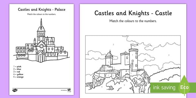 Castles And Knights Color by Numbers (Teacher-Made) - Twinkl