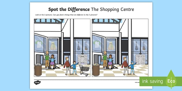 The Shopping Centre Spot the Difference Worksheet / Worksheet
