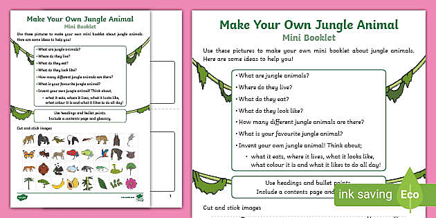 Make Your Own Jungle Animal Mini Booklet (teacher made)