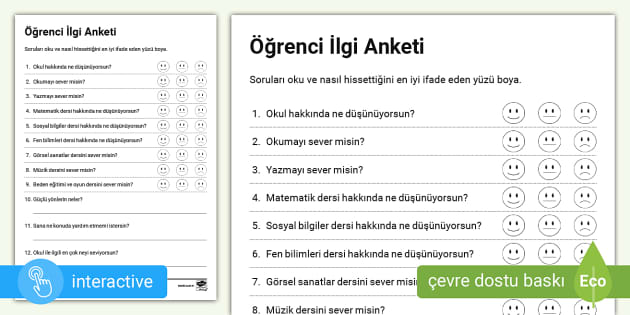 Öğrenci İlgi Anketi öğretmen Yaptı Twinkl