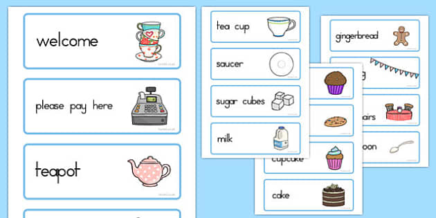 Tea Shop Role Play Word Cards (teacher made) - Twinkl