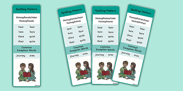 Level 6 Week 29 Spelling Bookmarks - homophones - Twinkl