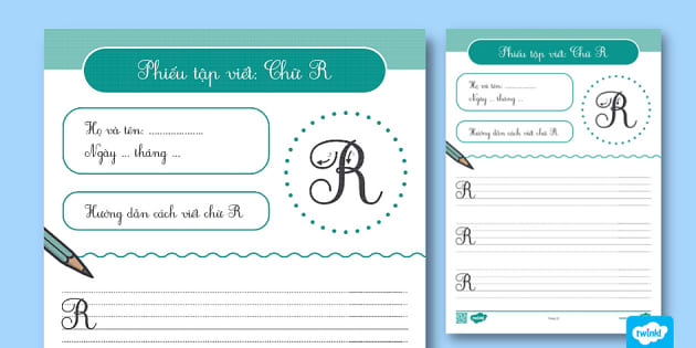 Phiếu tập viết chữ R (teacher made)