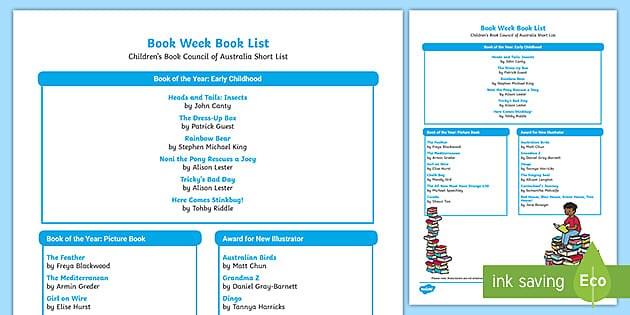 CBCA Book Week Junior Primary Book List (teacher made)