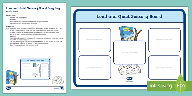 Loud and Quiet Sensory Board Busy Bag Resource Pack for Parents