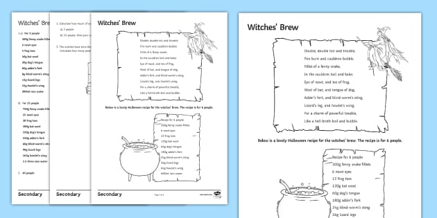 Witches' Brew Worksheet / Worksheet (teacher made)