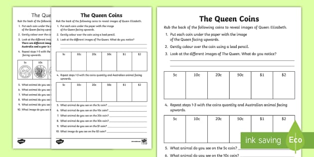 The Queen Coins Worksheet / Worksheet (Teacher-Made)