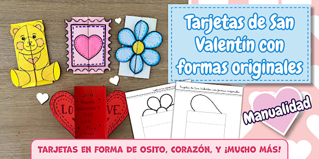 Manualidad: Tarjetas de San Valentín con formas originales