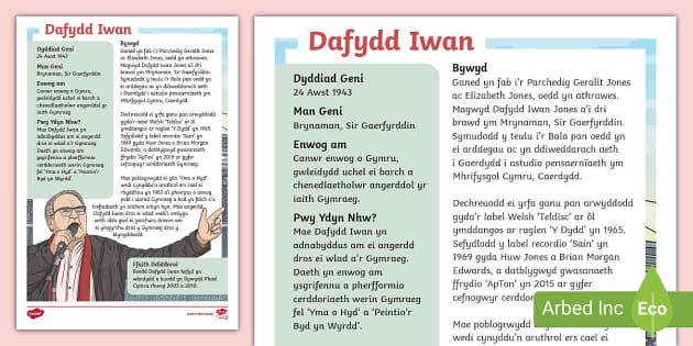 Ffeil Ffeithiau Dafydd Iwan (Teacher-Made) - Twinkl
