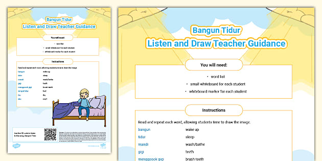 Bangun Tidur - Indonesian Song - Listen and Draw - Twinkl