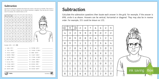 Number Search Puzzle: Subtraction| Operations | Beyond Maths