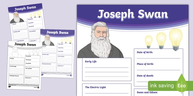 Joseph Swan Fact File Template (teacher made) - Twinkl