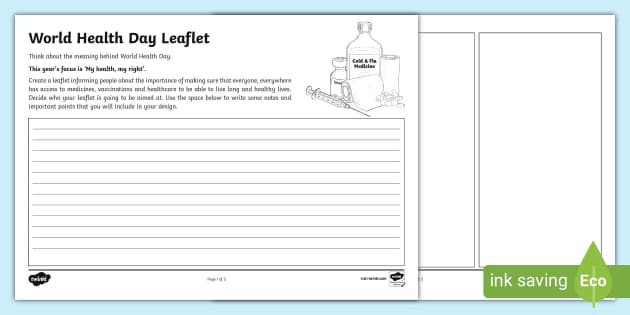 World Health Day, Design a Leaflet Worksheet / Worksheet