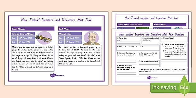 New Zealand Inventors and Innovators Mat Four (teacher made)