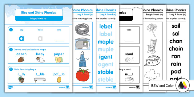 Rise and Shine Phonics: Long A Sound Worksheet - Twinkl