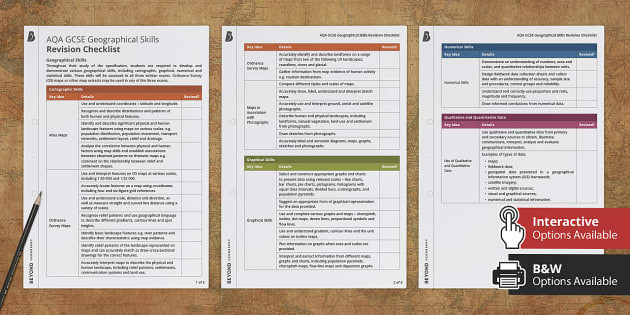 AQA GCSE Geographical Skills Revision Checklist - Twinkl