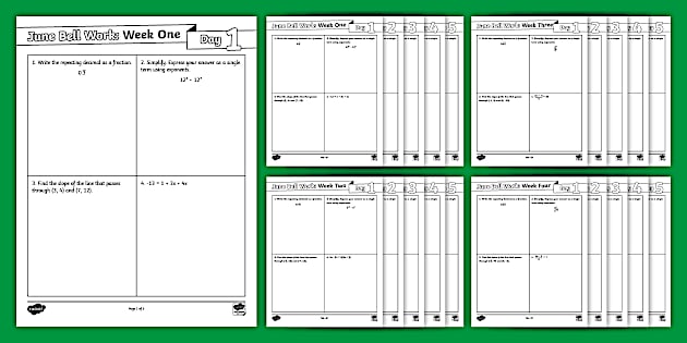 Eighth Grade Math June Bell Work Bundle (teacher made)