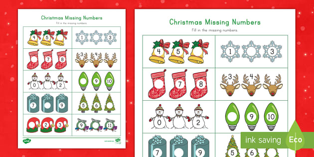 Christmas Missing Numbers Activity (Hecho por educadores)
