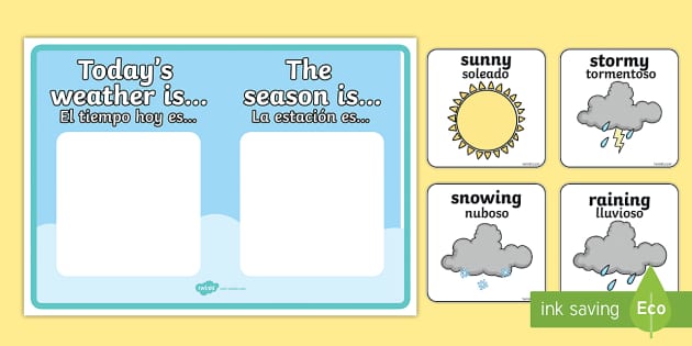 Weather and Season Display Posters English/Spanish - Weather and Season