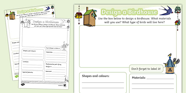 Design a Birdhouse Worksheet (teacher made) - Twinkl
