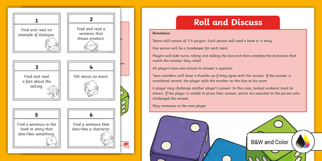 Eighth Grade Roll and Discuss Comprehension Activity