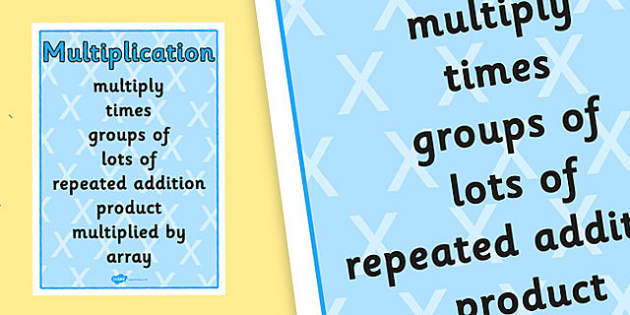 Multiplication Vocabulary Poster Multiplication Multiplying