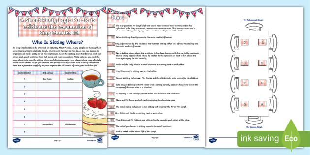 👉 KS2 Maths Logic Puzzle: The Coronation Street Party