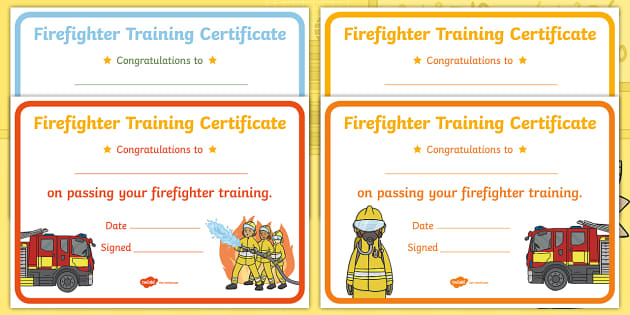 Firefighter Training Certificates (teacher made)