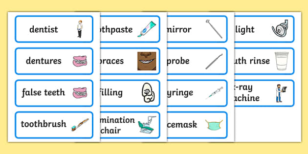 Dentists/Dental Surgery Role Play Word Cards