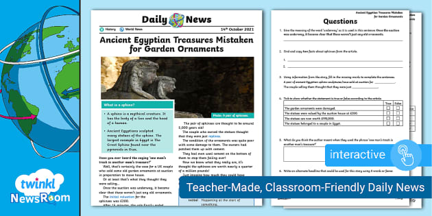 Kids News Story 9-11: Mistaken Ancient Egyptian Artefacts