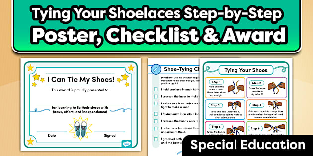 Tying Your Shoelaces Step-by-Step Sequencing Poster, Checklist, and ...