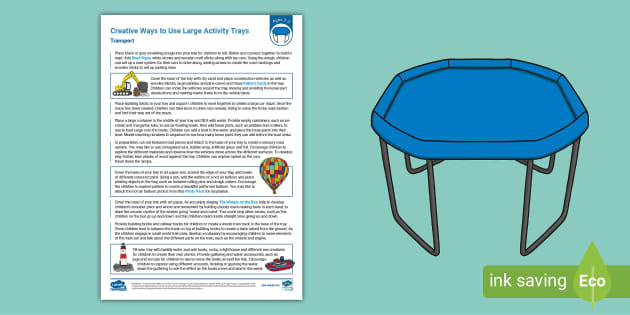 EYFS Ages 2-3 Large Activity Tray: Transport | Twinkl